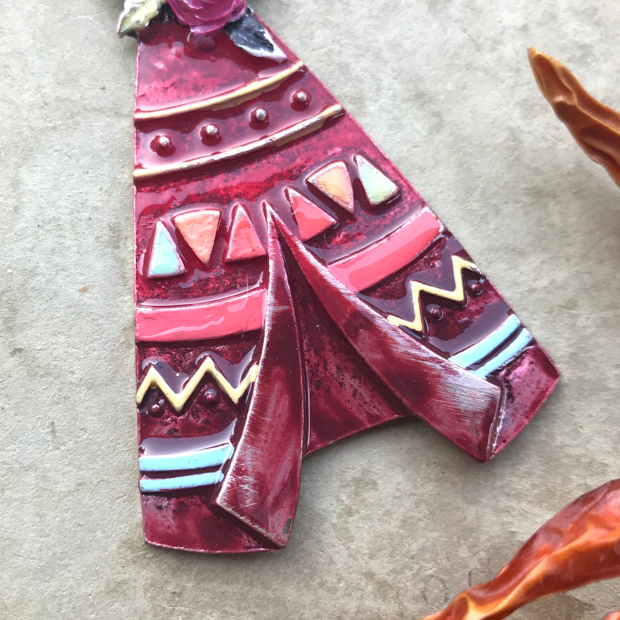 Red Boho Teepee Pendant Rustic Indian Teepee Pendant Boho - Etsy