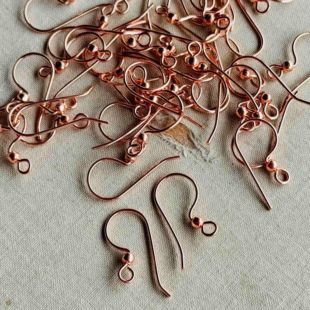 21ga Solid Copper Ear Wires, Copper Earring Hooks, Copper Ball Earwires ...