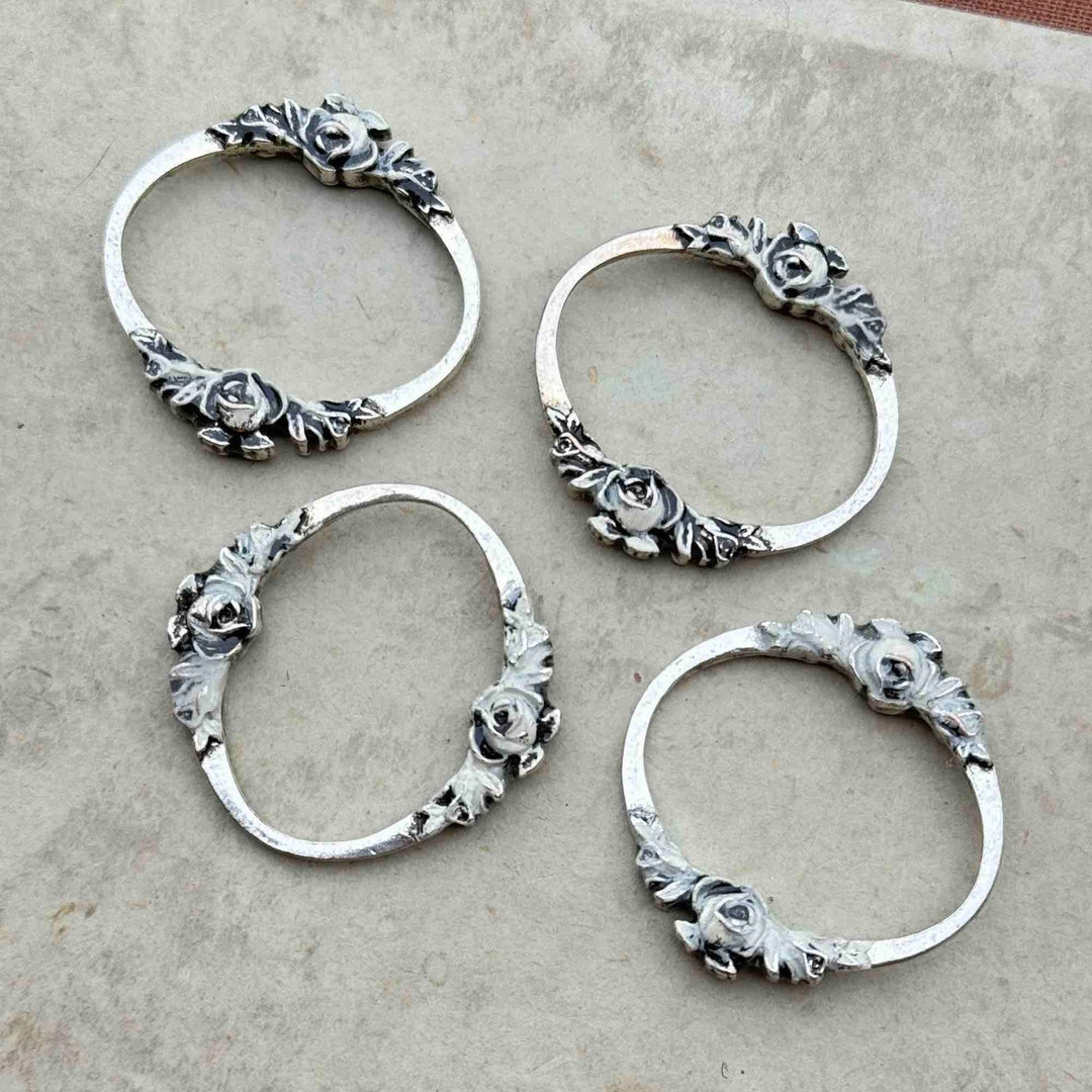 Cream Vintage Style Rose Link, 30mm Rose Connector, Shabby Rose Ring ...