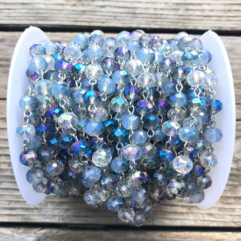 Light Blue Crystal Bead Chain Blue Opal Bead Chain 8mm - Etsy