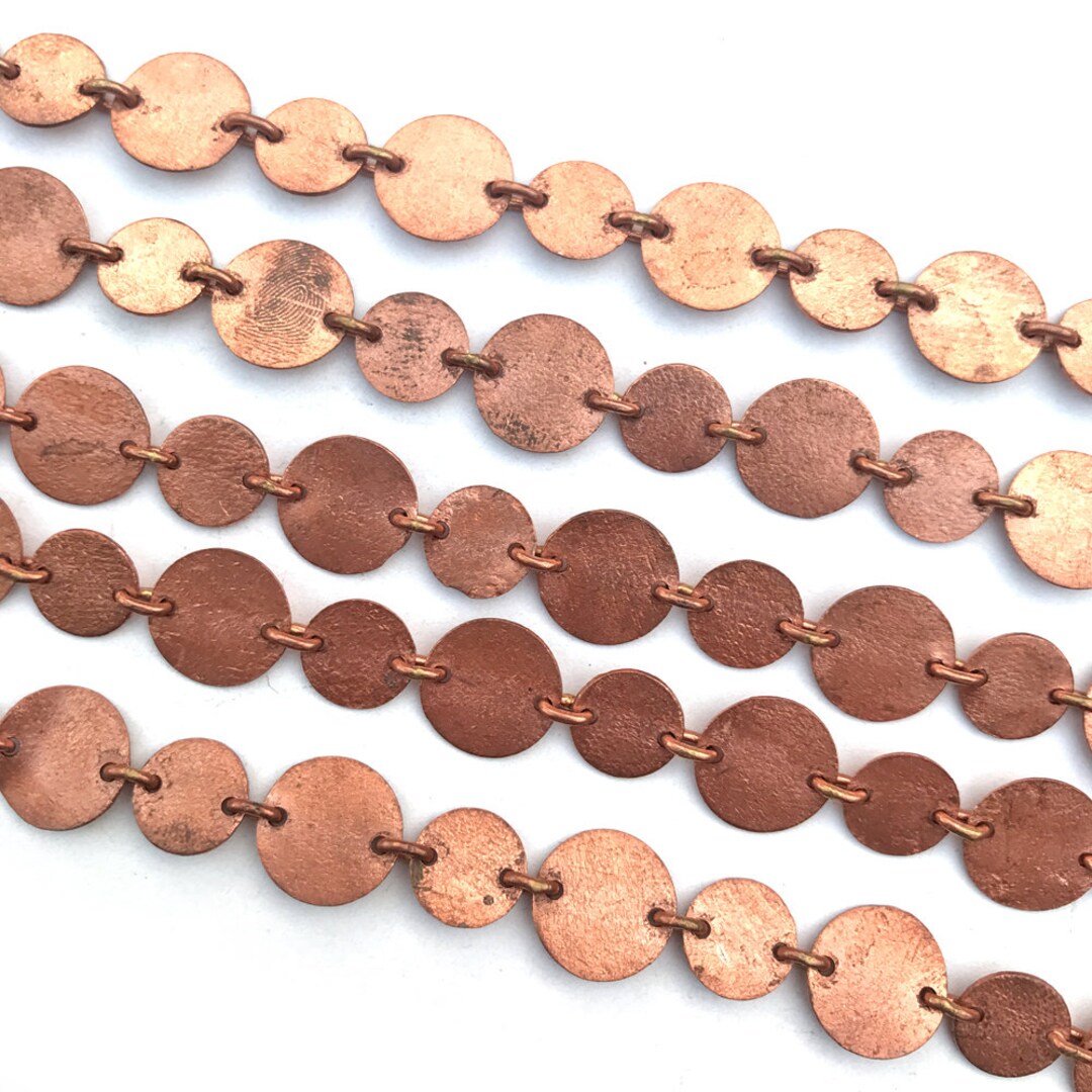 Solid Raw Copper Chain Flat Coin Copper Chain 11-14mm Coin - Etsy