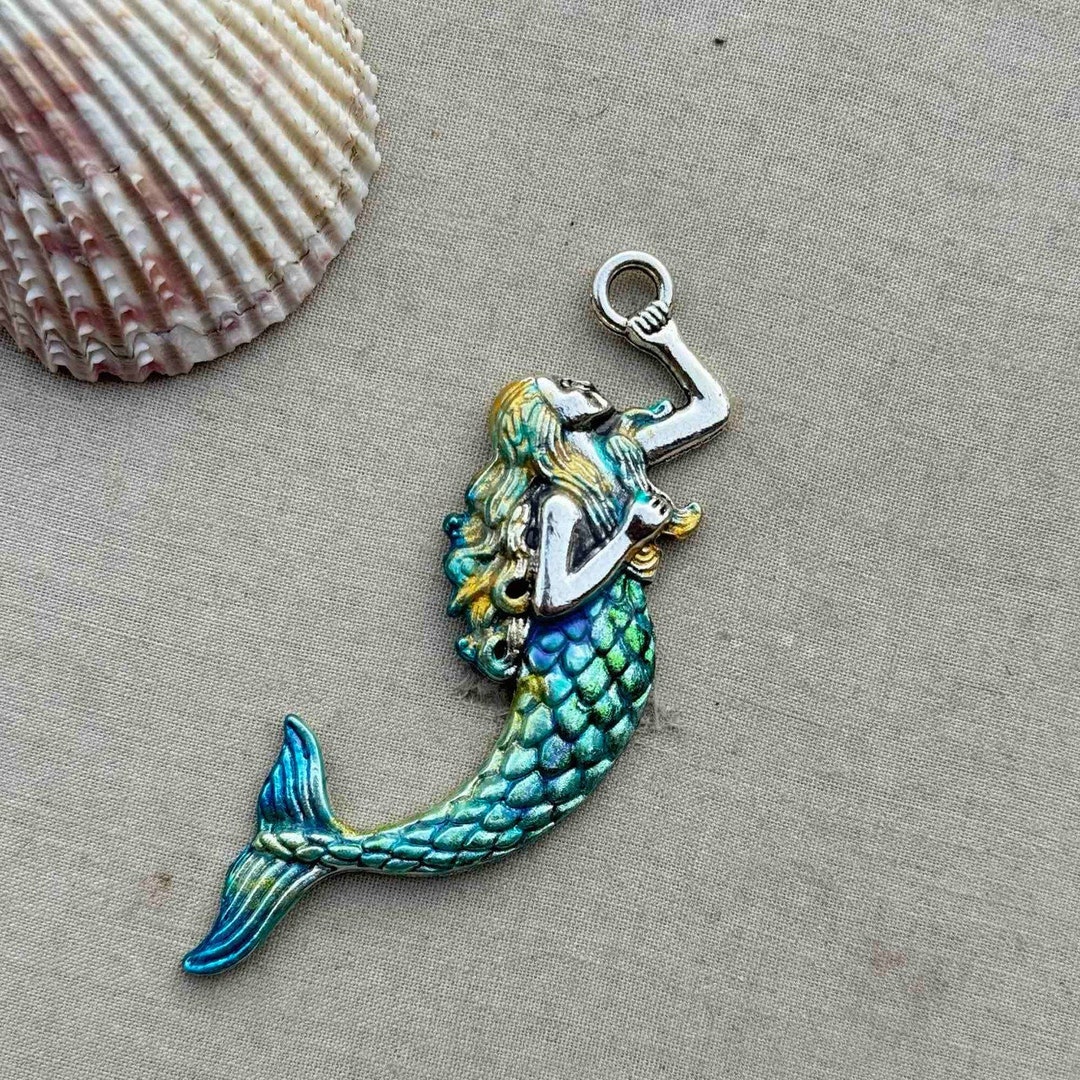Emerald Mermaid Pendant, Artisan Mermaid Pendant, OOAK Mermaid Pendant ...