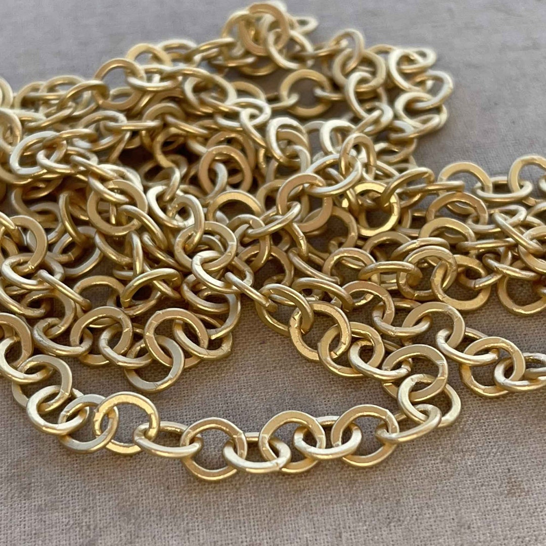 6mm Flat Circle Gold Chain, Hamilton Chain, Matte Gold Chain, Flat Rolo ...