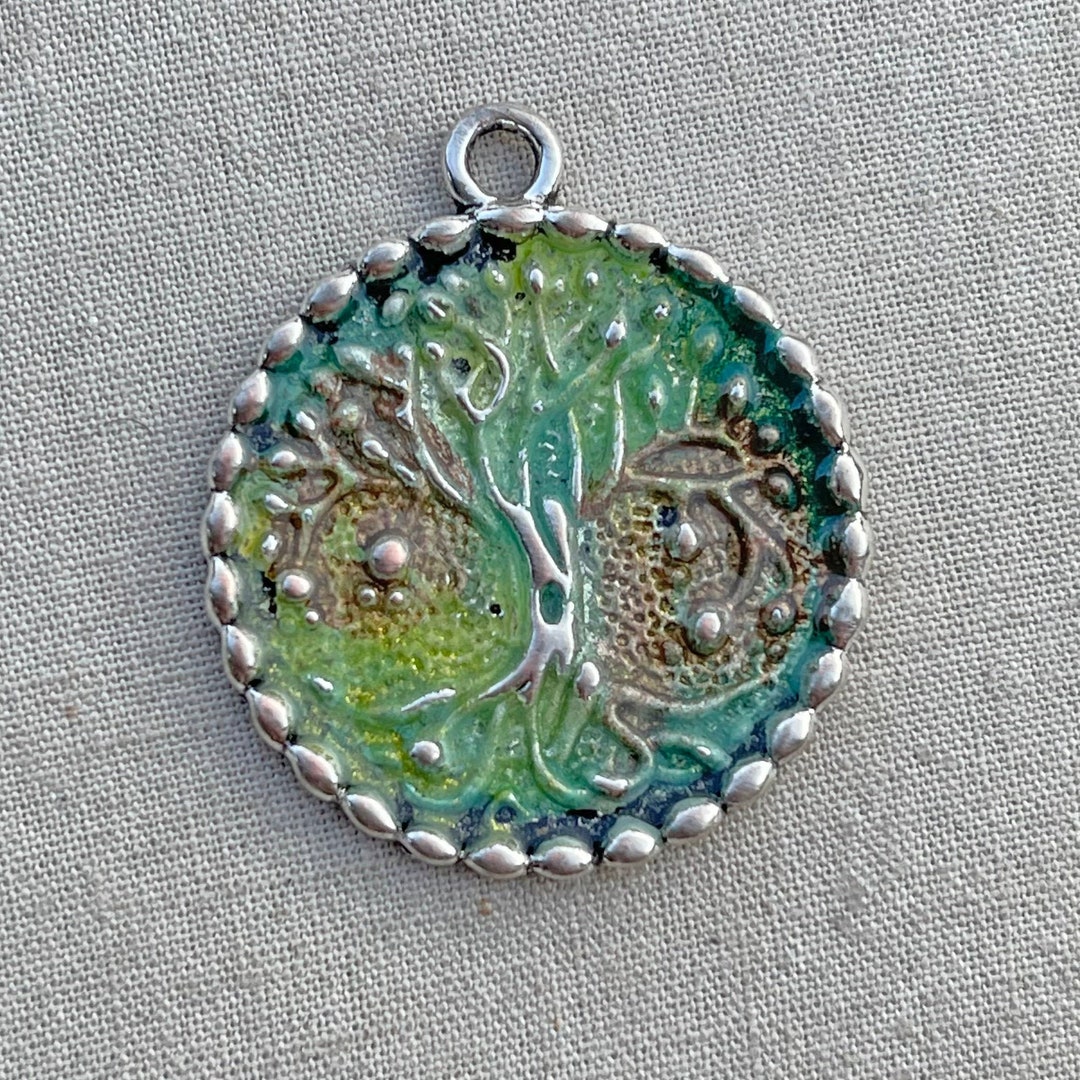 Artisan Tree of Life Pendant, Patina Tree Pendant, Small Tree Medallion ...