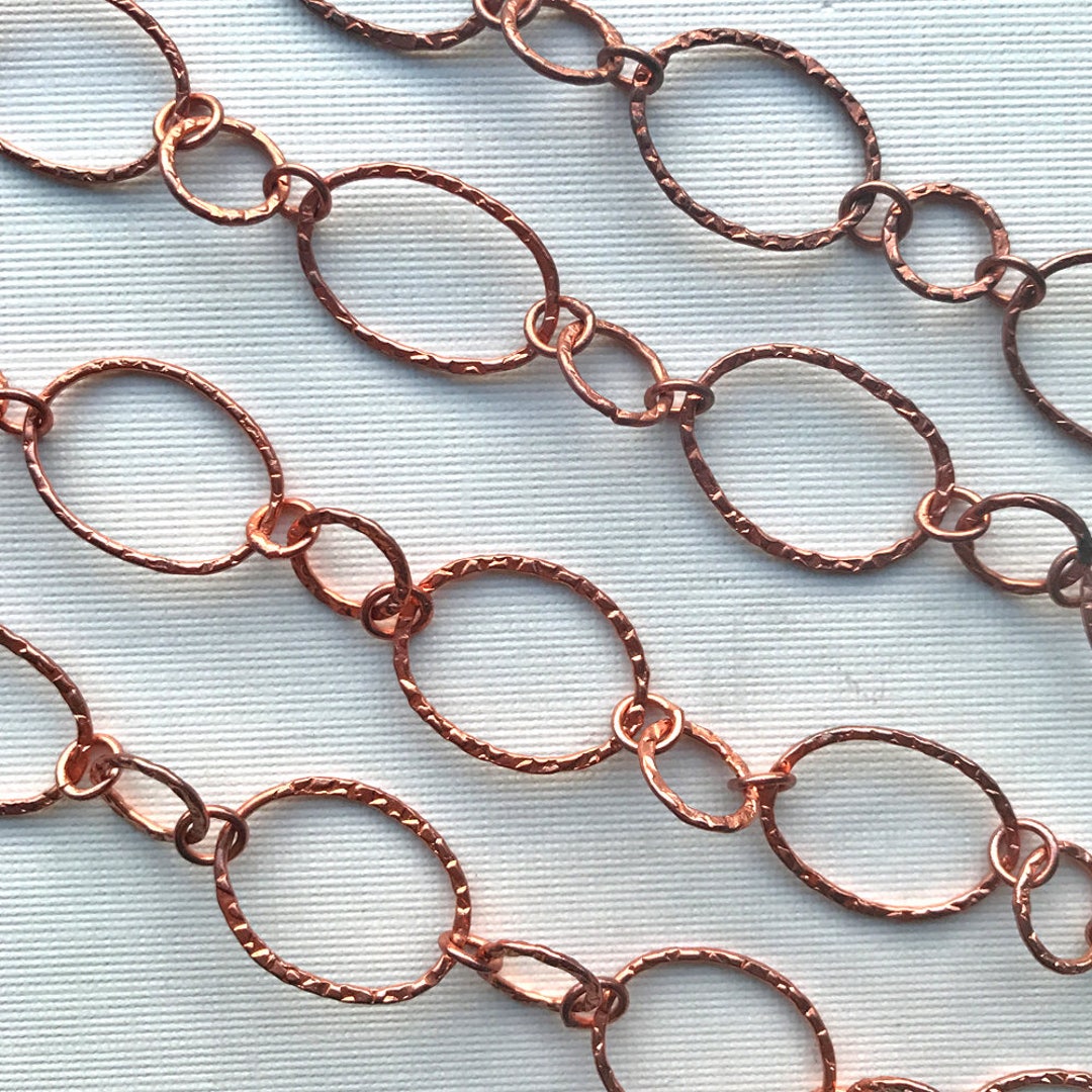 Textured Oval Chain, Solid Raw Copper Chain, Copper Chain, 25x16mm ...