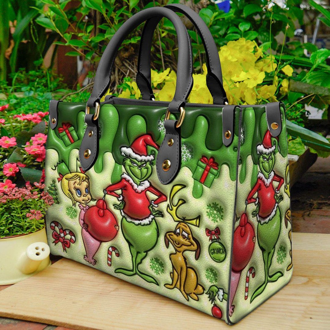 Grinch Leather Bag, Grinch Christmas Shoulder Bag, Crossbody Bag ...