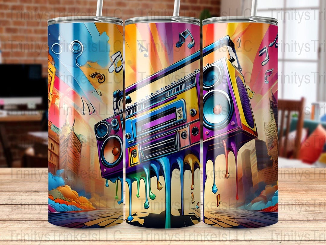 Retro Boombox Tumbler Wrap, 20oz Tumbler Design, Music Lover Gift ...