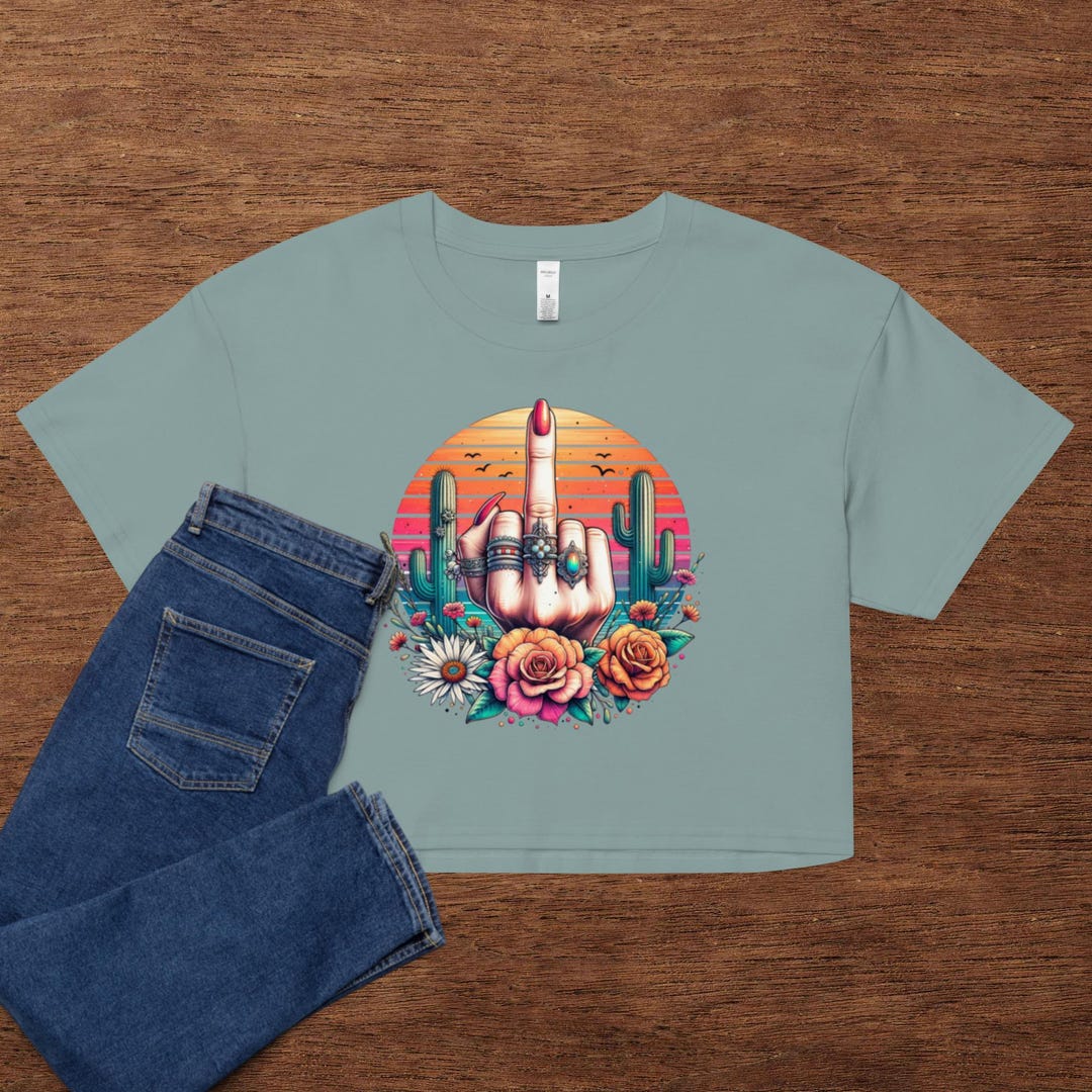 Women’s Western Crop Top, Western Hand Crop Top, the Finger Crop Top - Etsy