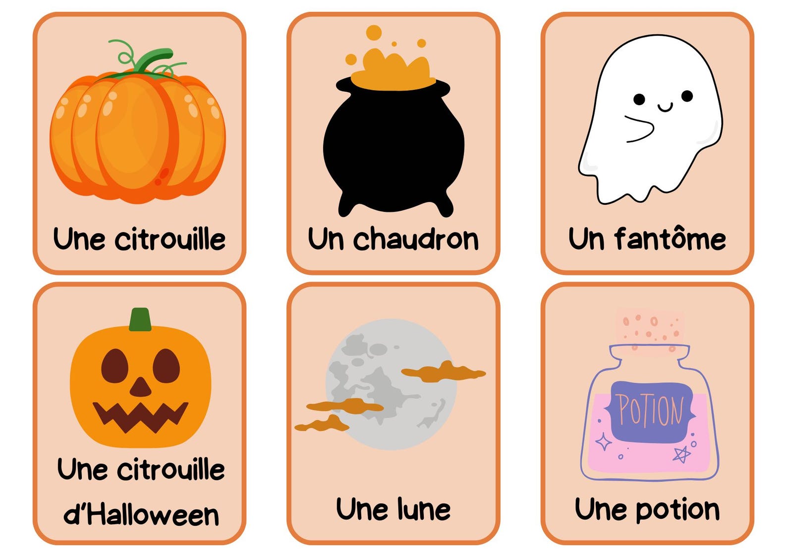 Flashcards de vocabulaire anglais pour Halloween - Etsy France