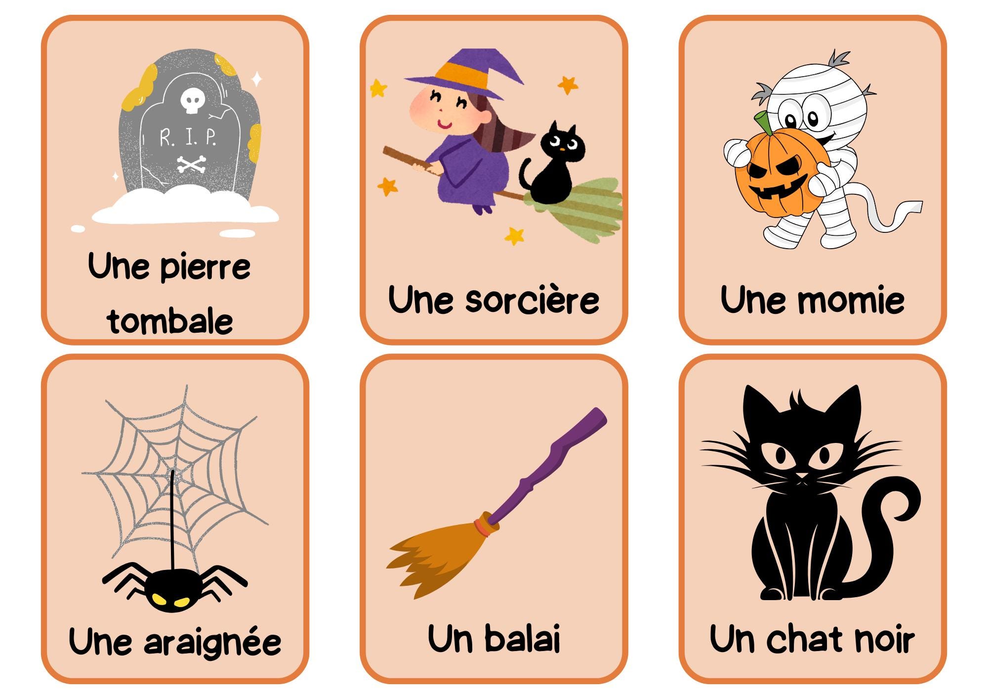 Flashcards de vocabulaire anglais pour Halloween - Etsy France