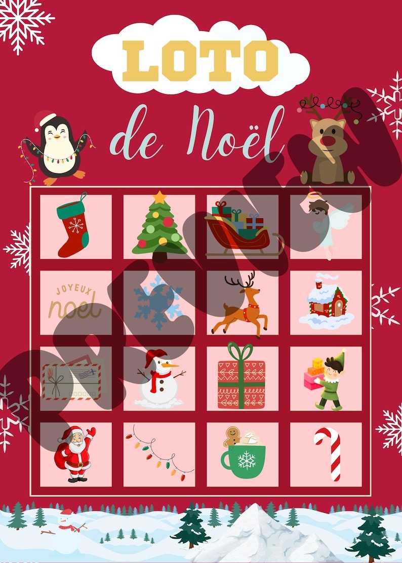 French Christmas Bingo Cards / Les Cartes De Loto De Noël - Etsy