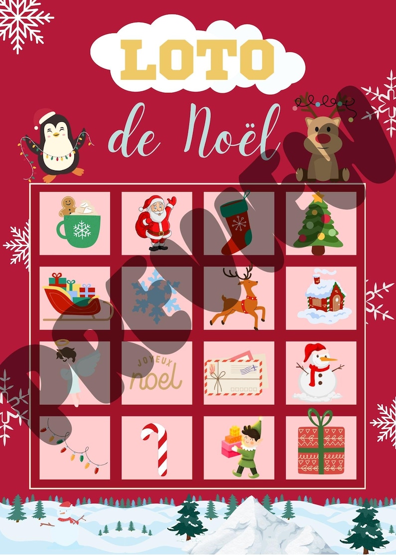 French Christmas Bingo Cards / Les Cartes De Loto De Noël - Etsy