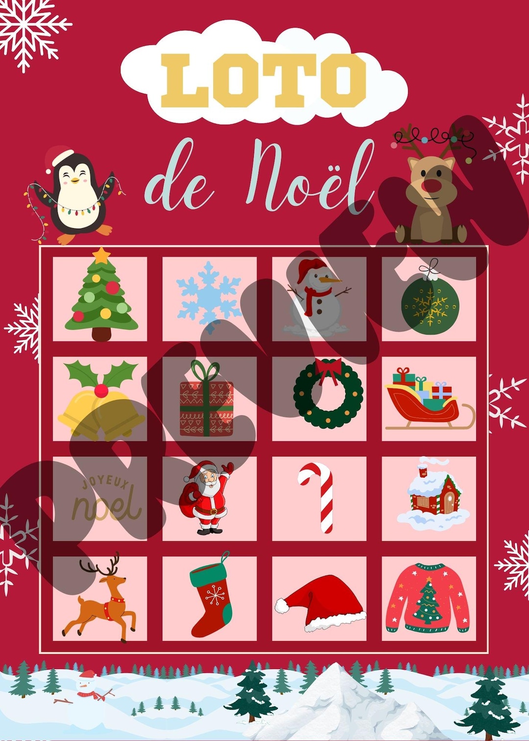 French Christmas Bingo Cards / Les Cartes De Loto De Noël - Etsy