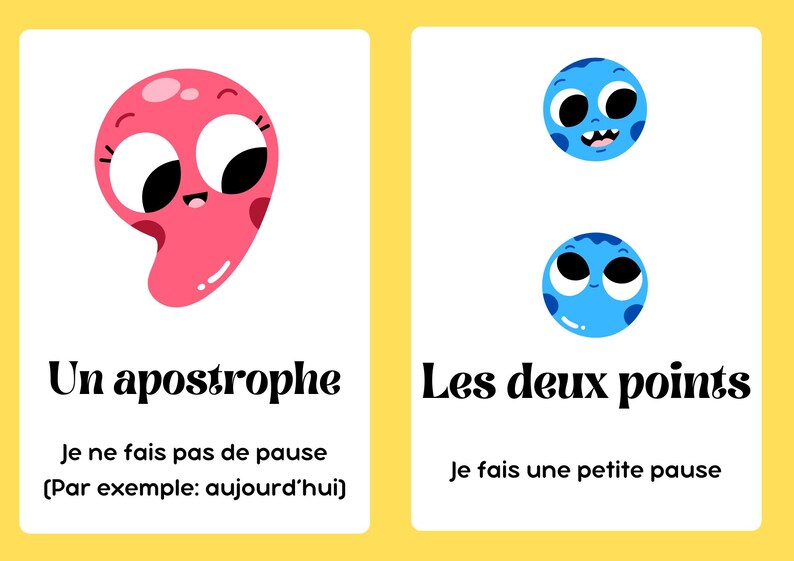 French Signs of Punctuation Flashcards - Etsy