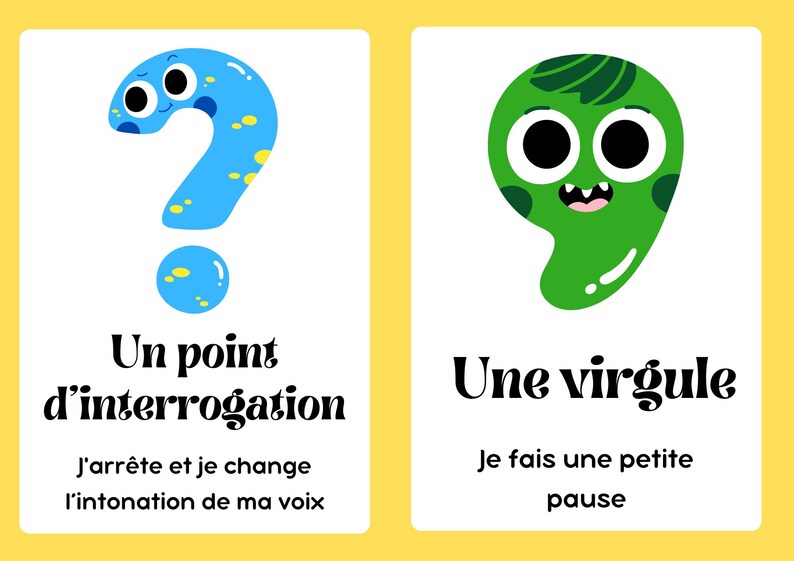 French Signs of Punctuation Flashcards - Etsy