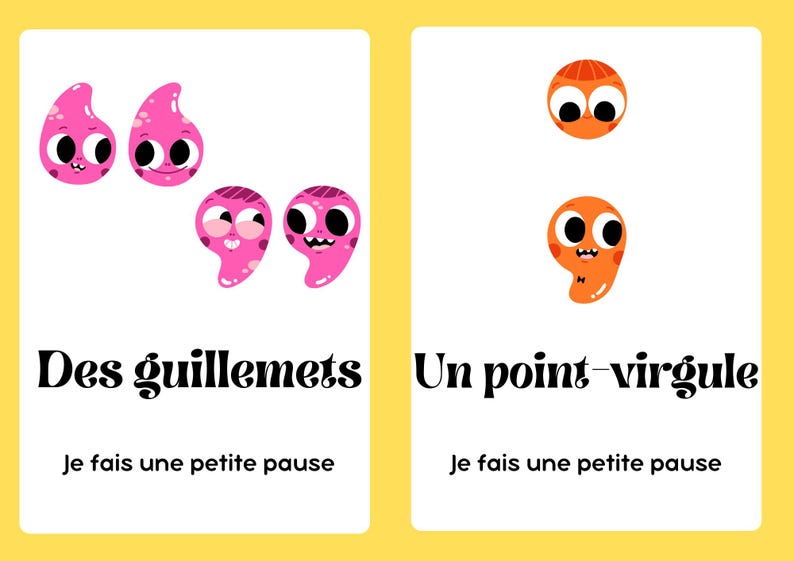 French Signs of Punctuation Flashcards - Etsy