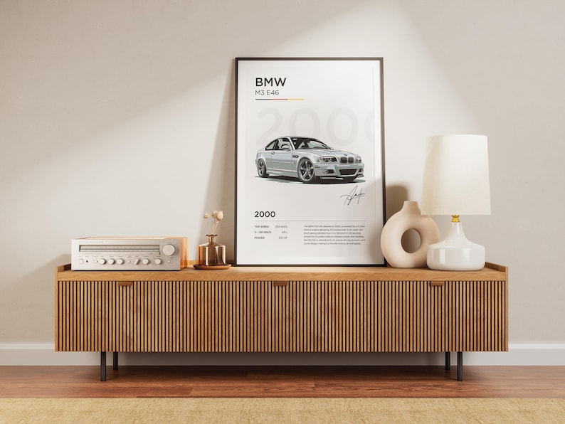 BMW E46 Poster, BMW Print, BMW Poster, Bmw Frame Decor, Bmw ...