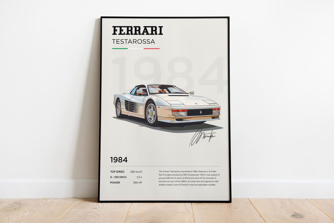 Ferrari Testarossa Poster, Ferrari Print, Ferrari Wall Art, Ferrari ...