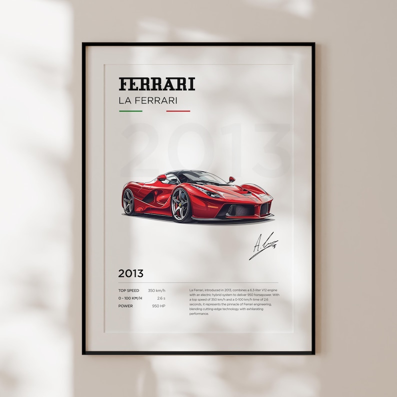 Laferrari Poster, Ferrari Print, Ferrari Poster, Ferrari Frame Decor ...
