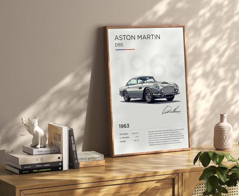 Aston Martin DB5 Poster, Aston Martin Print, DB5 Poster, Aston Martin ...