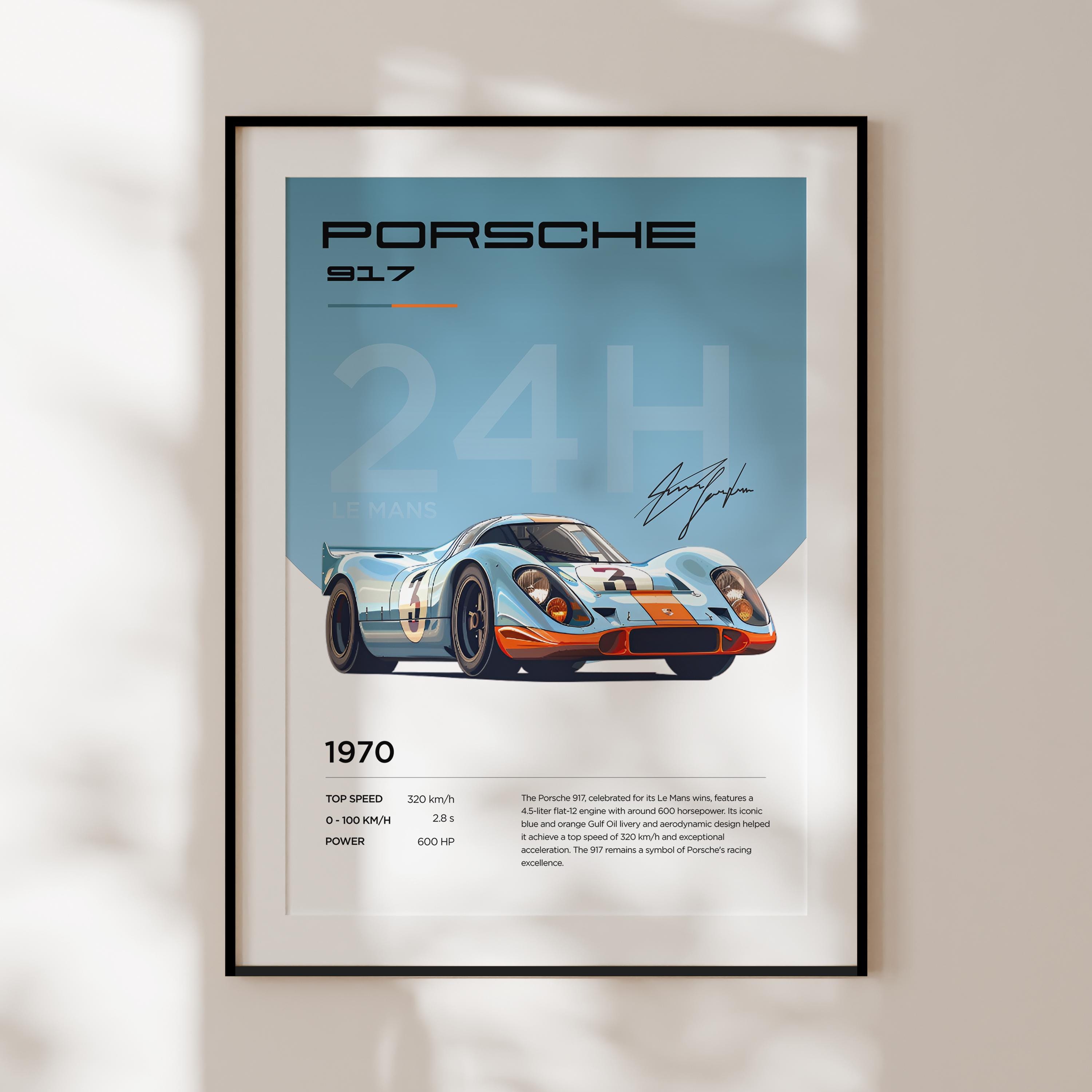 Porsche 917 Poster, Porsche Print, Race Car Poster, 24 Hours of Le Mans ...
