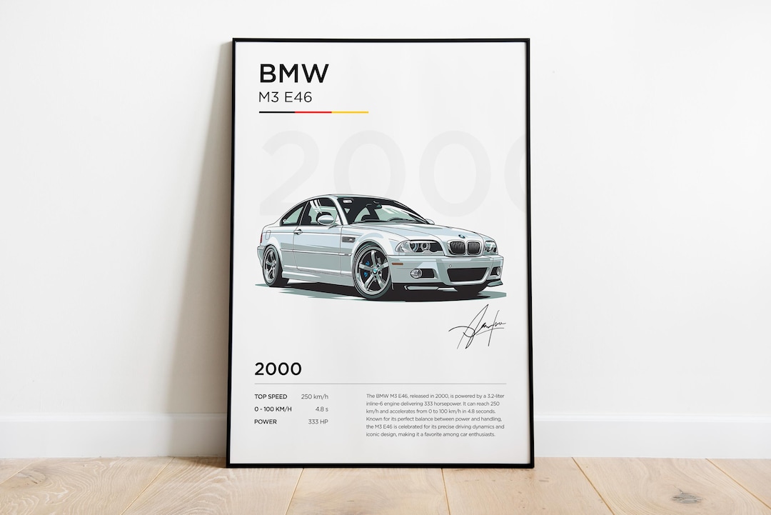 BMW E46 Poster, BMW Print, BMW Poster, Bmw Frame Decor, Bmw ...