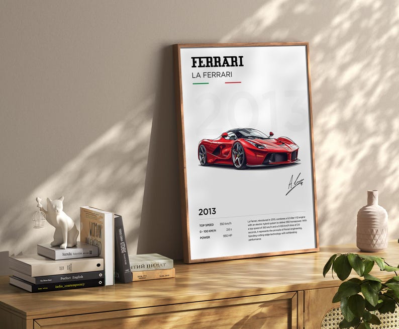 Laferrari Poster, Ferrari Print, Ferrari Poster, Ferrari Frame Decor ...