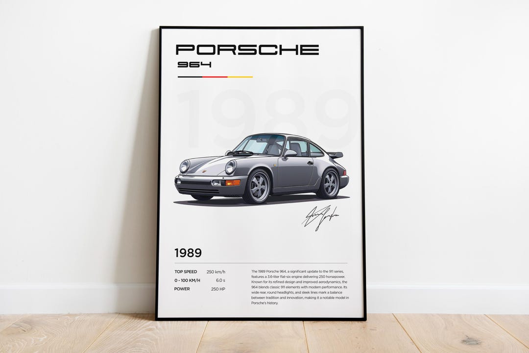 Porsche 964 Poster, Porsche Print, Car Poster, Porsche Illustration ...