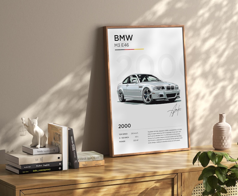 BMW E46 Poster, BMW Print, BMW Poster, Bmw Frame Decor, Bmw ...