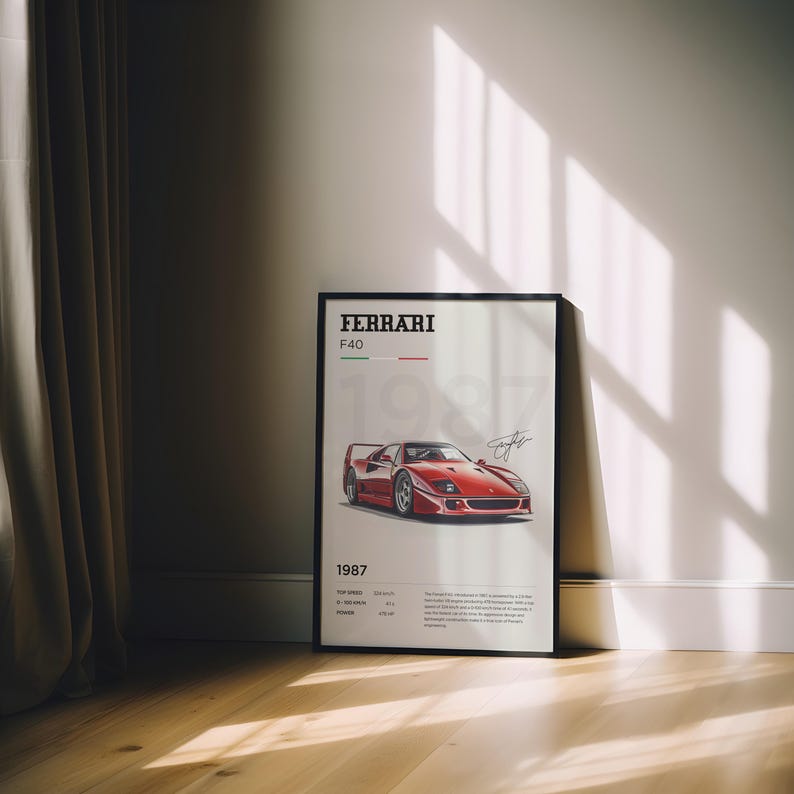 Ferrari F40 Poster, Ferrari Print, Car Poster, Car Gift, Collector's ...