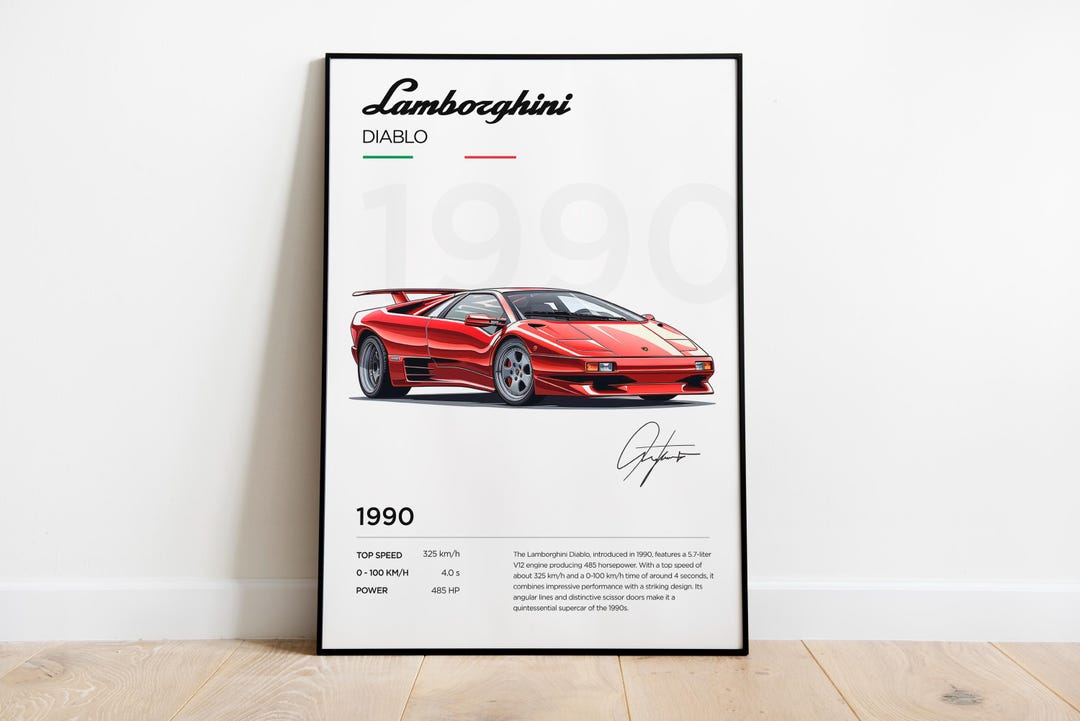 Lamborghini Diablo Poster, Lamborghini Print, Lamborghini Poster ...