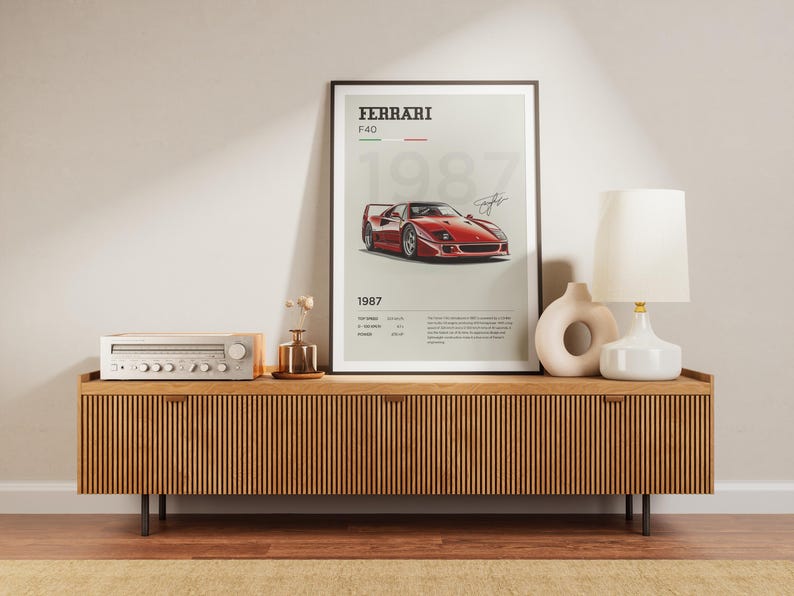 Ferrari F40 Poster, Ferrari Print, Car Poster, Car Gift, Collector's ...