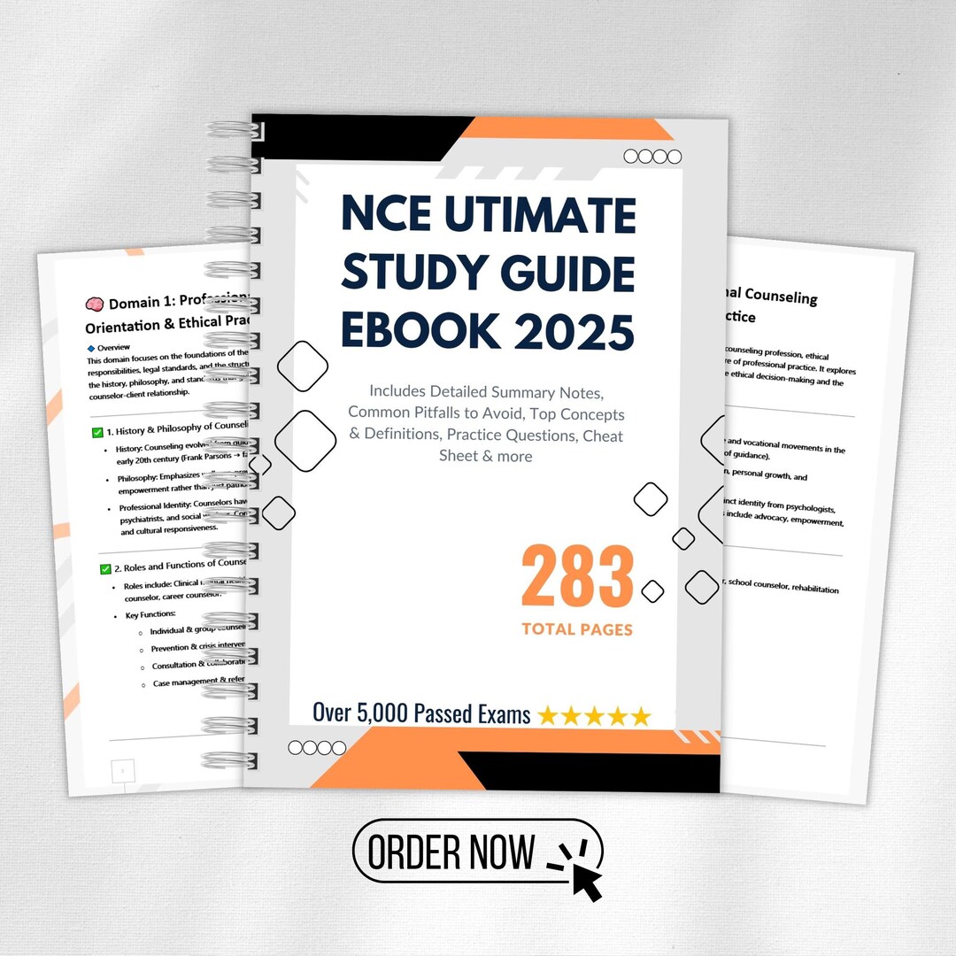 NCE Exam Study Guide 2025: Mock Exams, Cheat Sheets (PDF Download) - Etsy