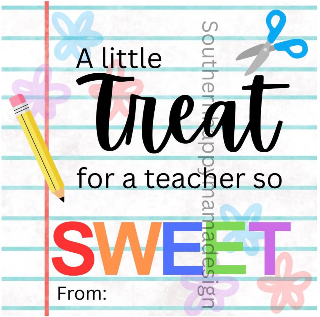 Teacher Tag, Sweet Treat, Teacher Appreciation, Sweets - Etsy