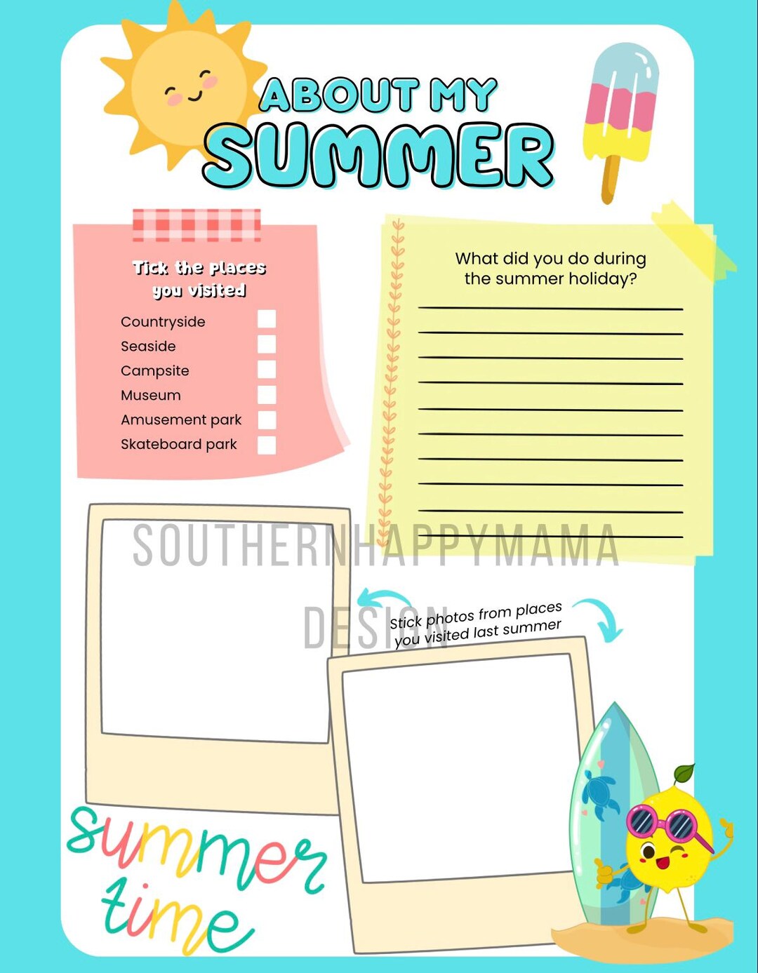 All About Me for School Pages, School Prep, About Me, Summer - Etsy
