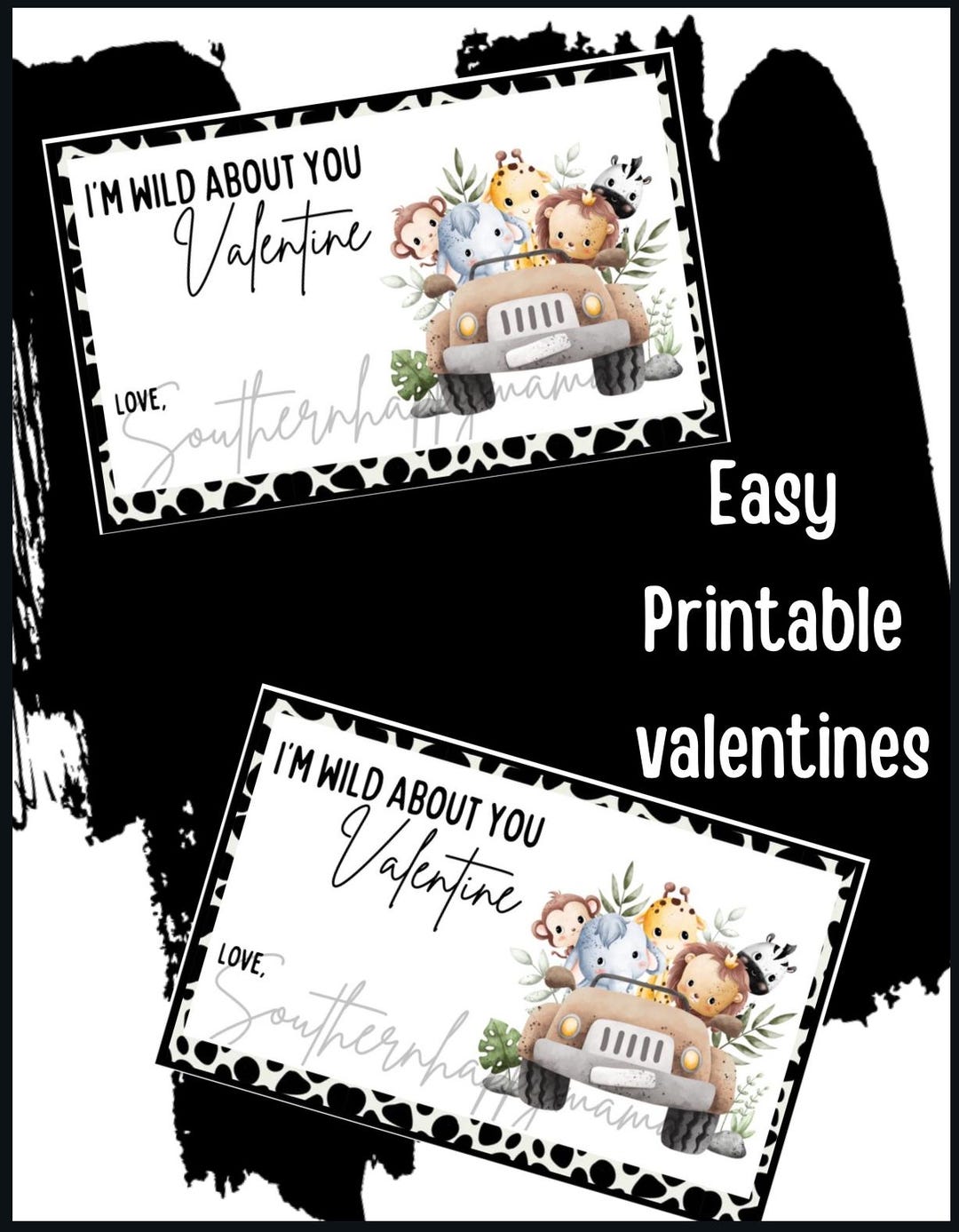 Safari Valentines , Wild About Valentines, Simple, Printable Valentines ...