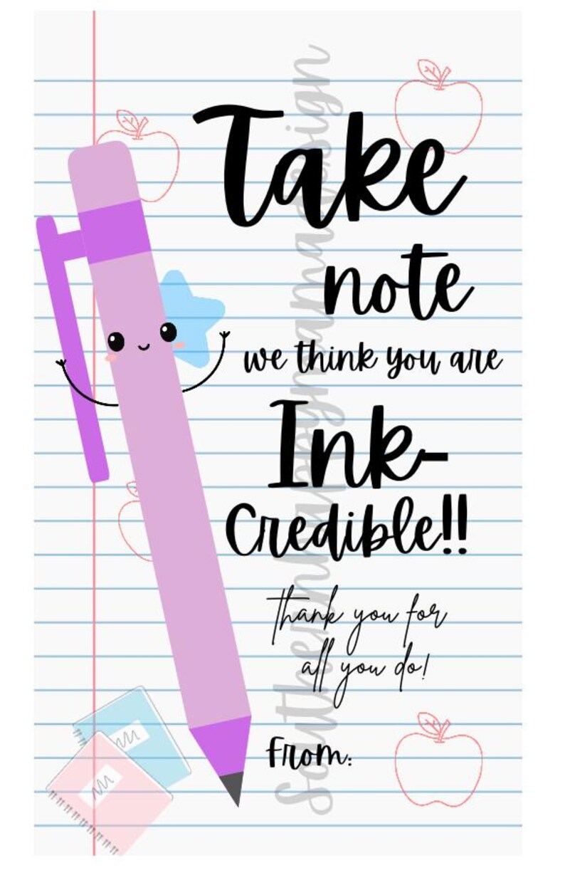 Teacher Tag, Teacher Appreciation Tag, Pen Thank You, School Tag, Take ...