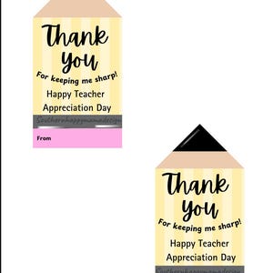 Teacher Tag, Keeping Me Sharp Teacher Appreciation Tag, Pencil Thank ...