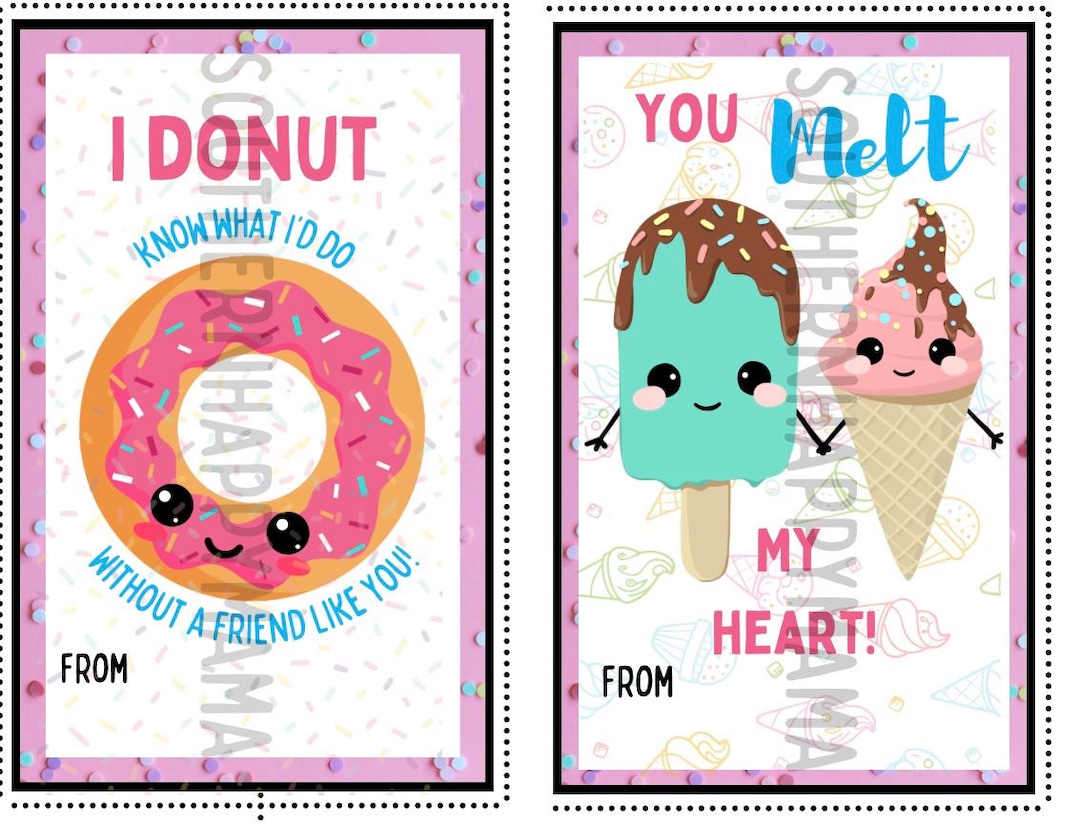 Sweet Valentines, Ice Cream Valentines, Donut Valentines, Kids ...