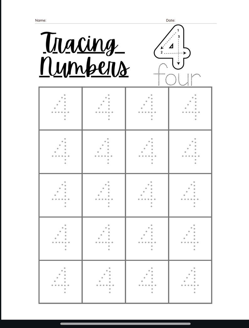 Pre K Worksheets, Tracing, Numbers - Etsy