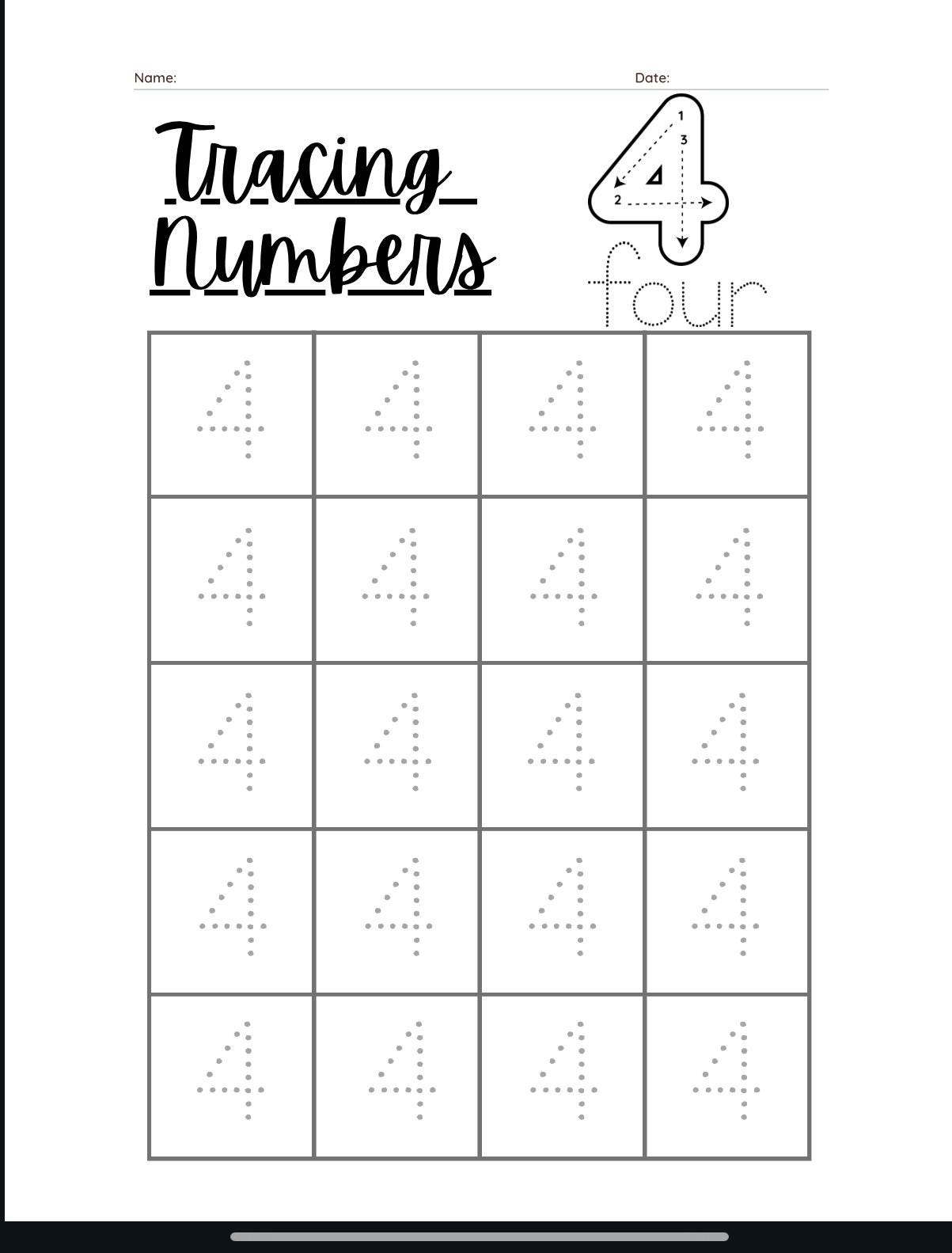 Pre K Worksheets, Tracing, Numbers - Etsy