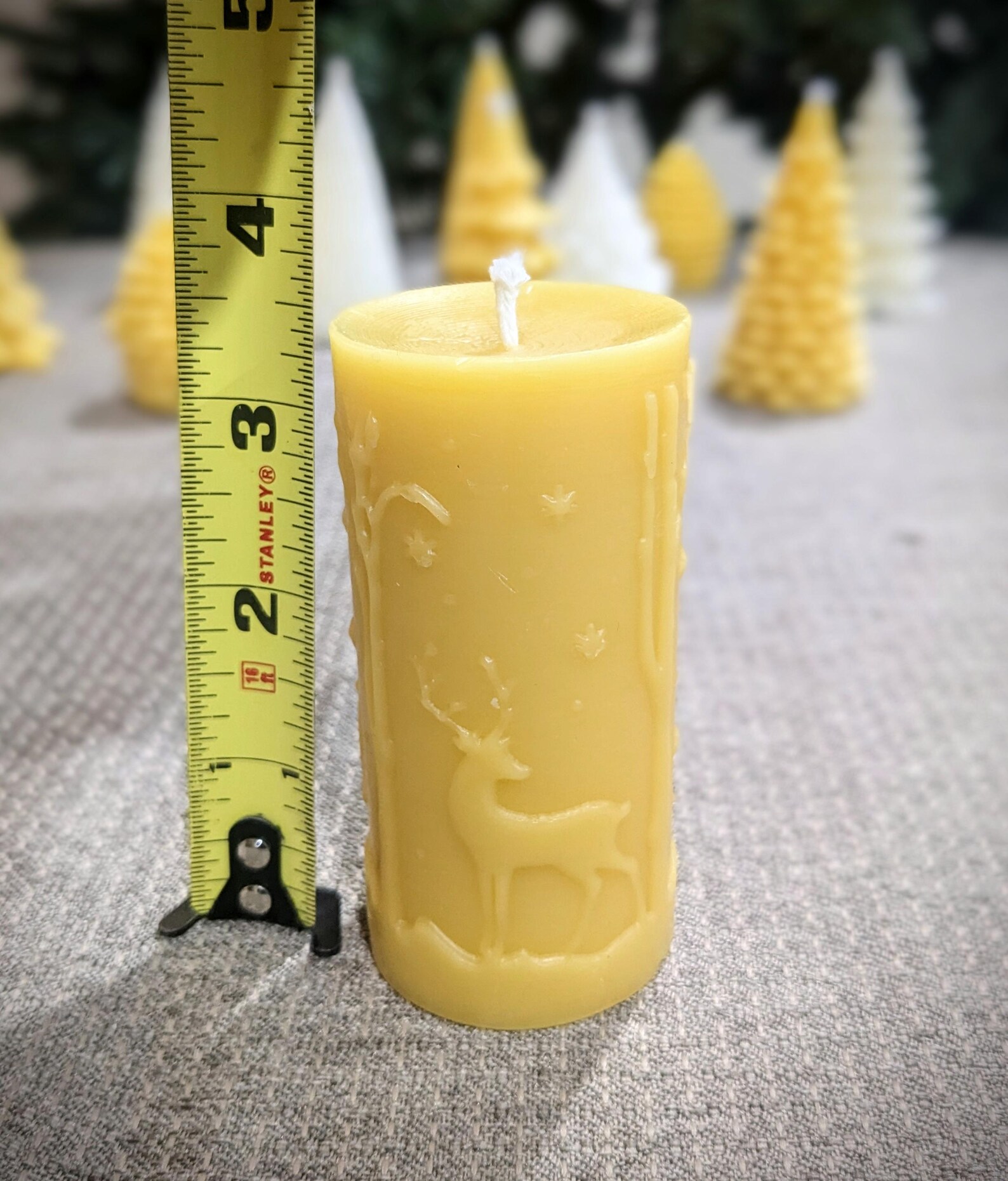 100% Pure Beeswax Winter Woodland Deer Candle - Etsy