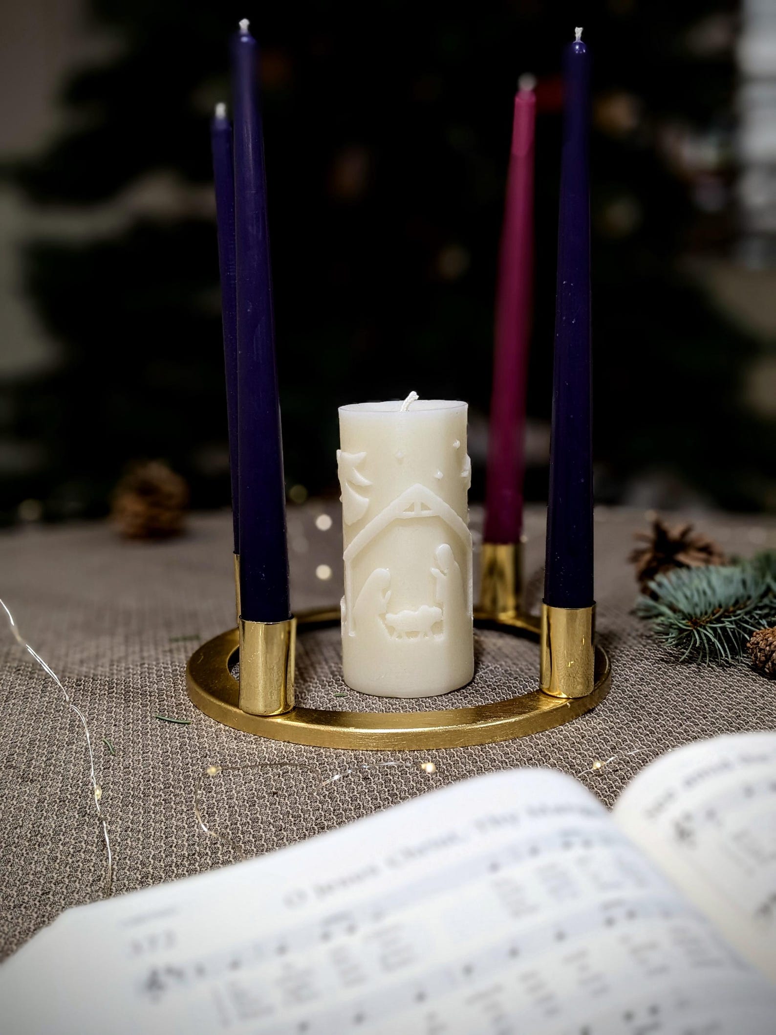 Large Nativity Scene Christmas Beeswax Candle - Etsy
