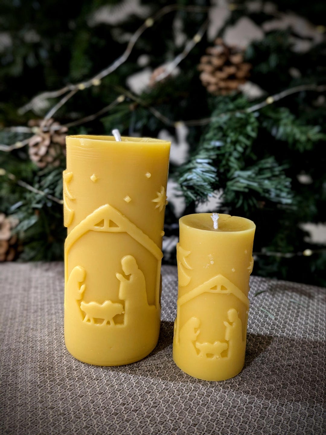 Large Nativity Scene Christmas Beeswax Candle - Etsy