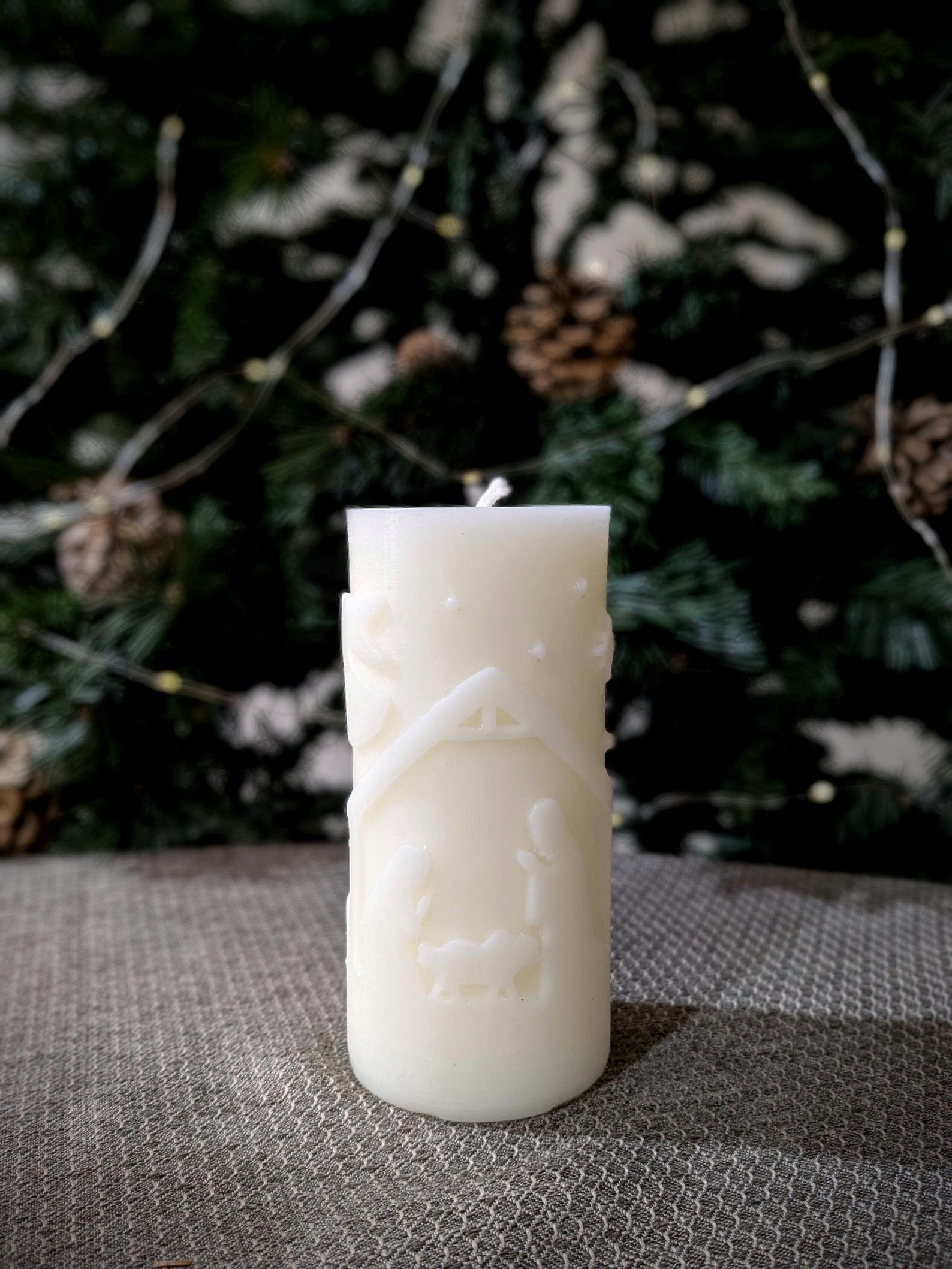 Large Nativity Scene Christmas Beeswax Candle - Etsy