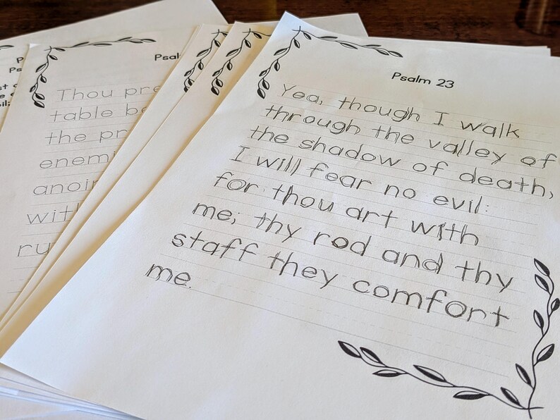 Psalm 23 Handwriting Practice Sheet | Scripture Copy Work for Christian ...