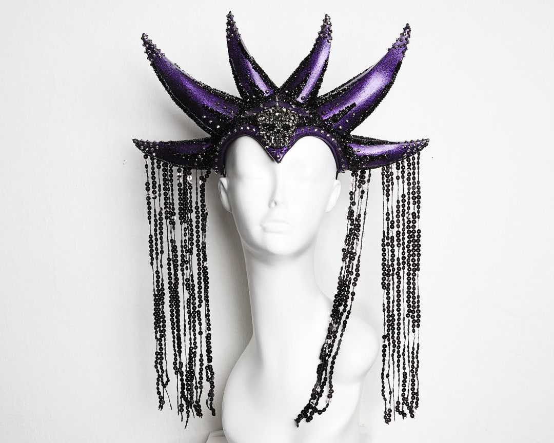 Skull Royale... Horn Halo in Purple Glitter With Rhinestones - Etsy
