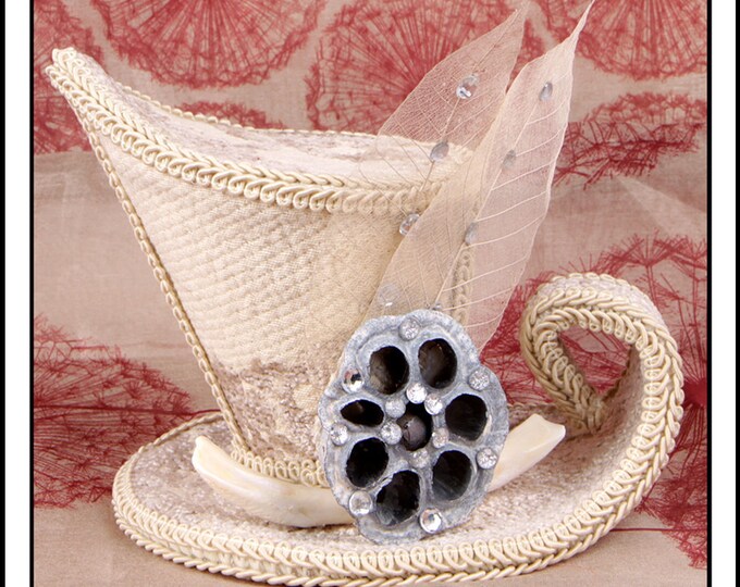 Boars Tooth... Asymmetrical Mini Top Hat Cream Brocade With - Etsy