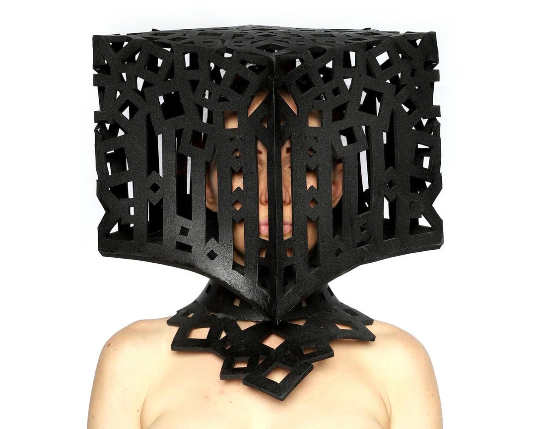 Boxed In.... Encasement Fetish Square Helmet With Posture Collar - Etsy