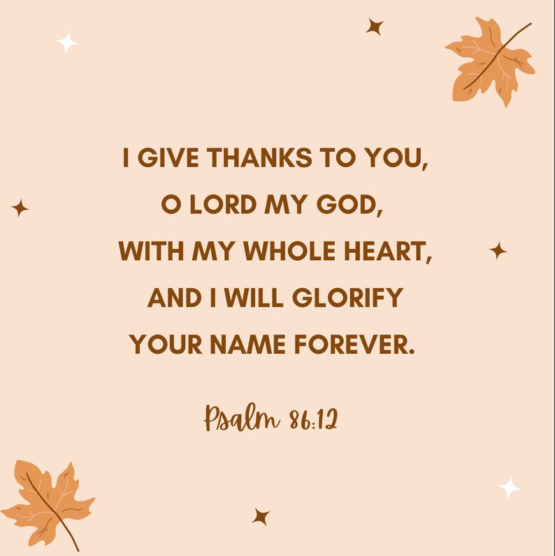 Fall Christian Wall Art Prints, Psalm Scriptures, Thanksgiving Decor ...
